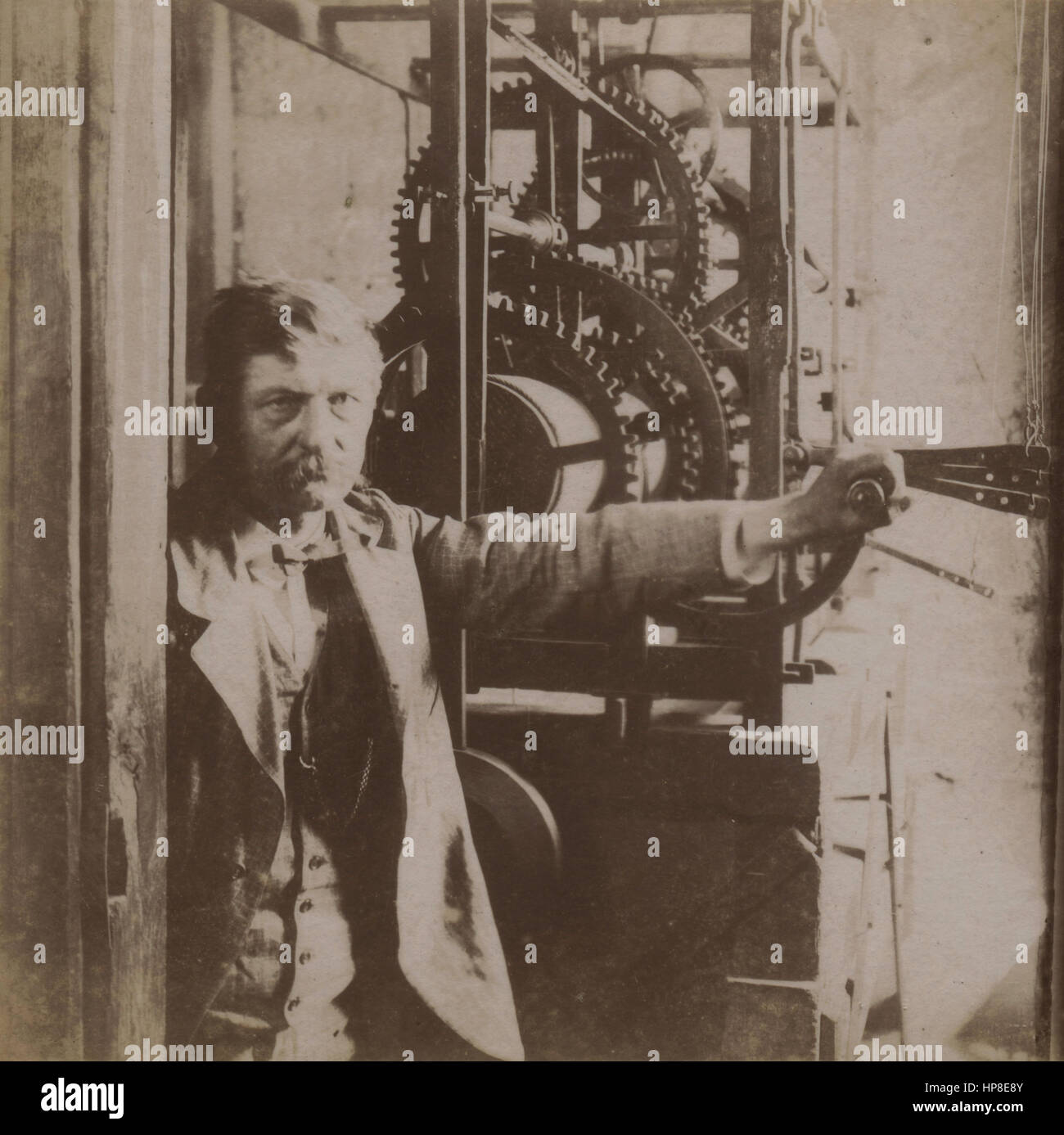 1880s antique occupational photo of a turret clock, tower clock ...