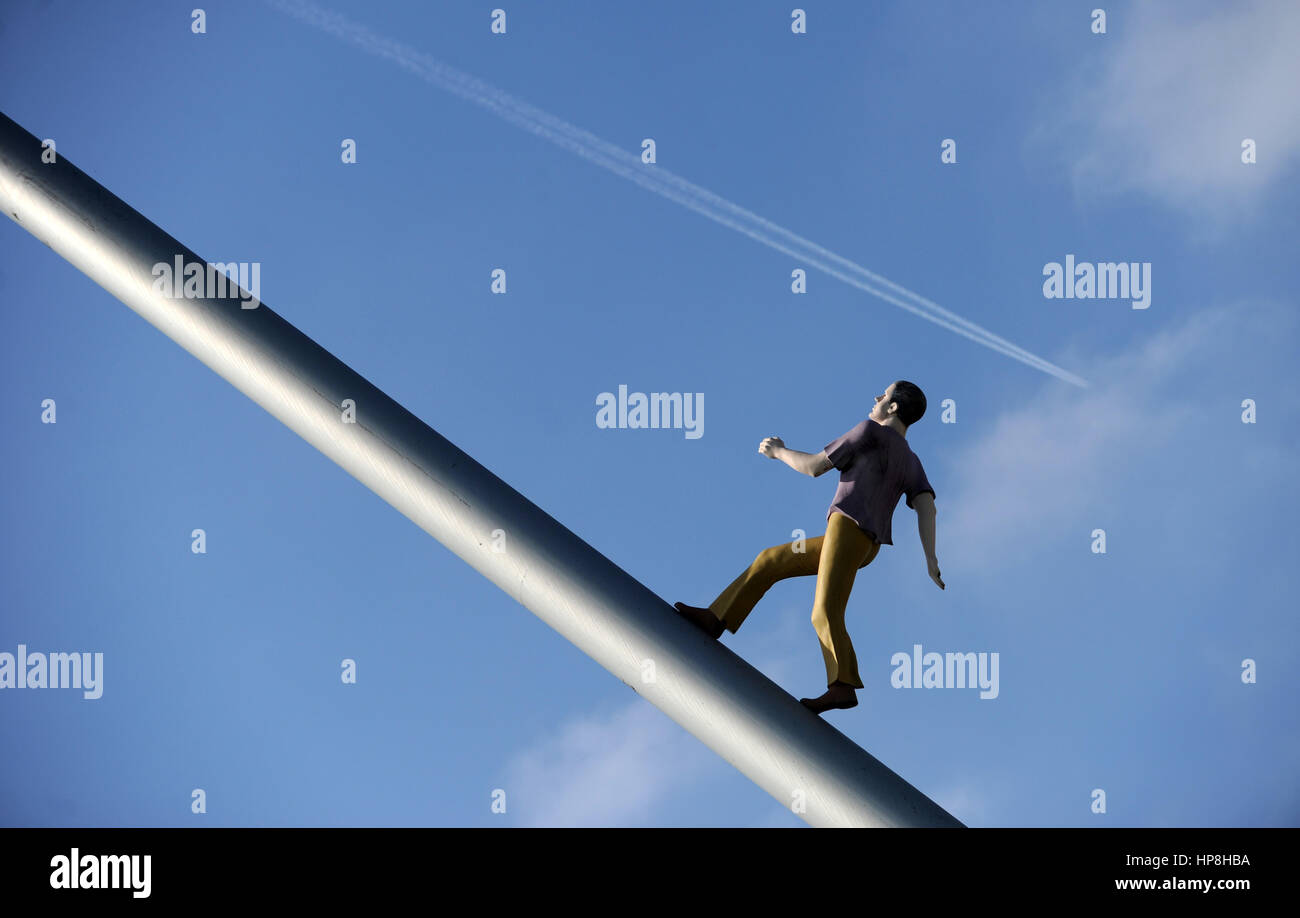 The object "Man walking to the sky" by US artist Jonathan Borofsky on ...