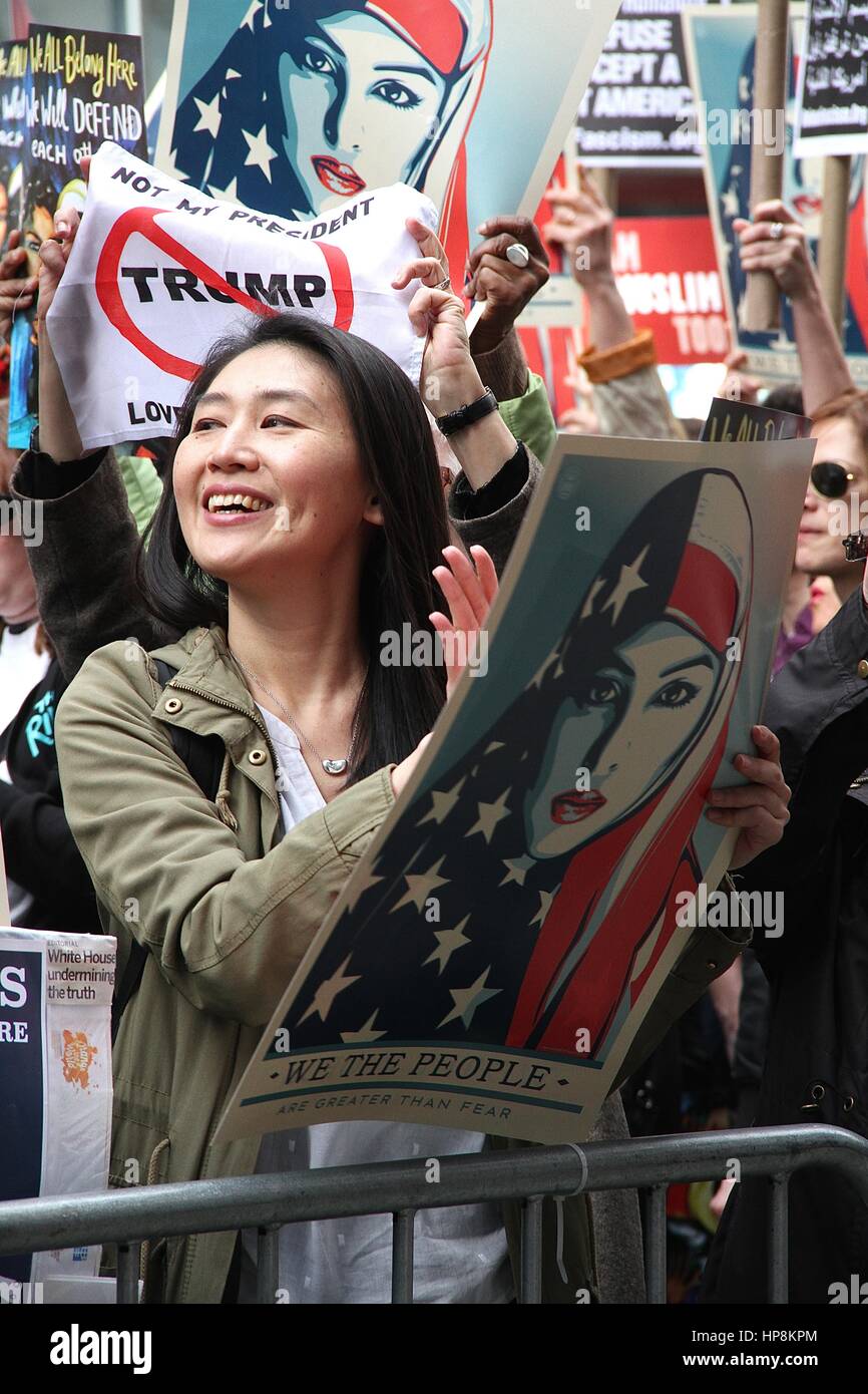 New York, NY, USA. 19th Feb, 2017. Participants in the 'I Am Muslim ...