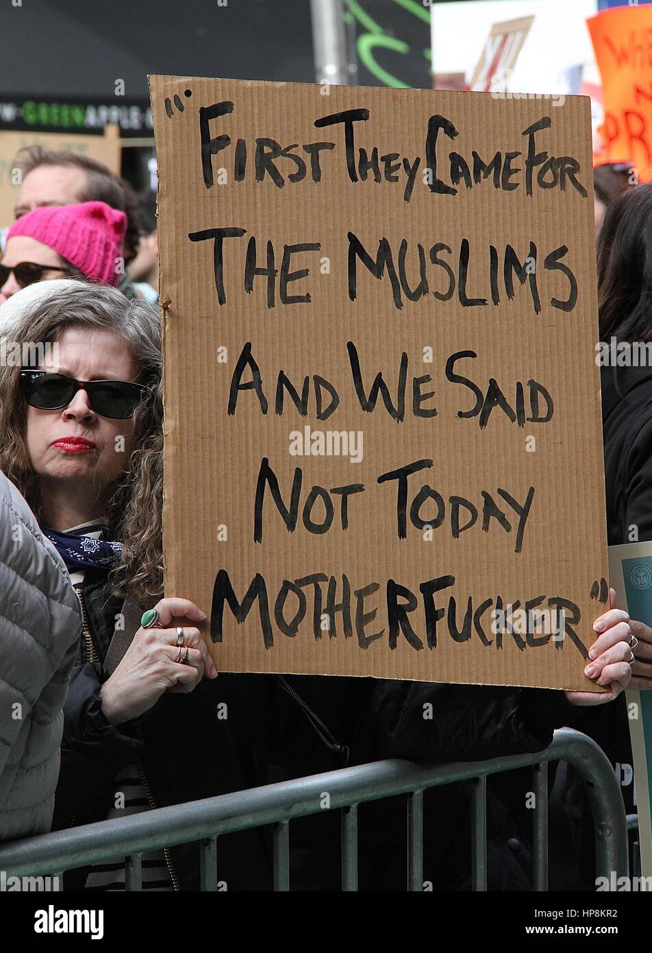 New York, NY, USA. 19th Feb, 2017. Participants in the 'I Am Muslim ...