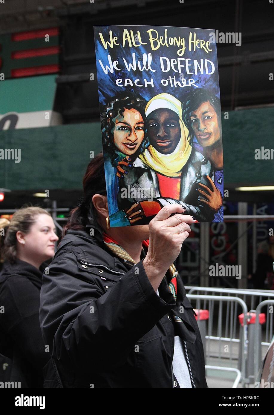 New York, NY, USA. 19th Feb, 2017. Participants in the 'I Am Muslim ...