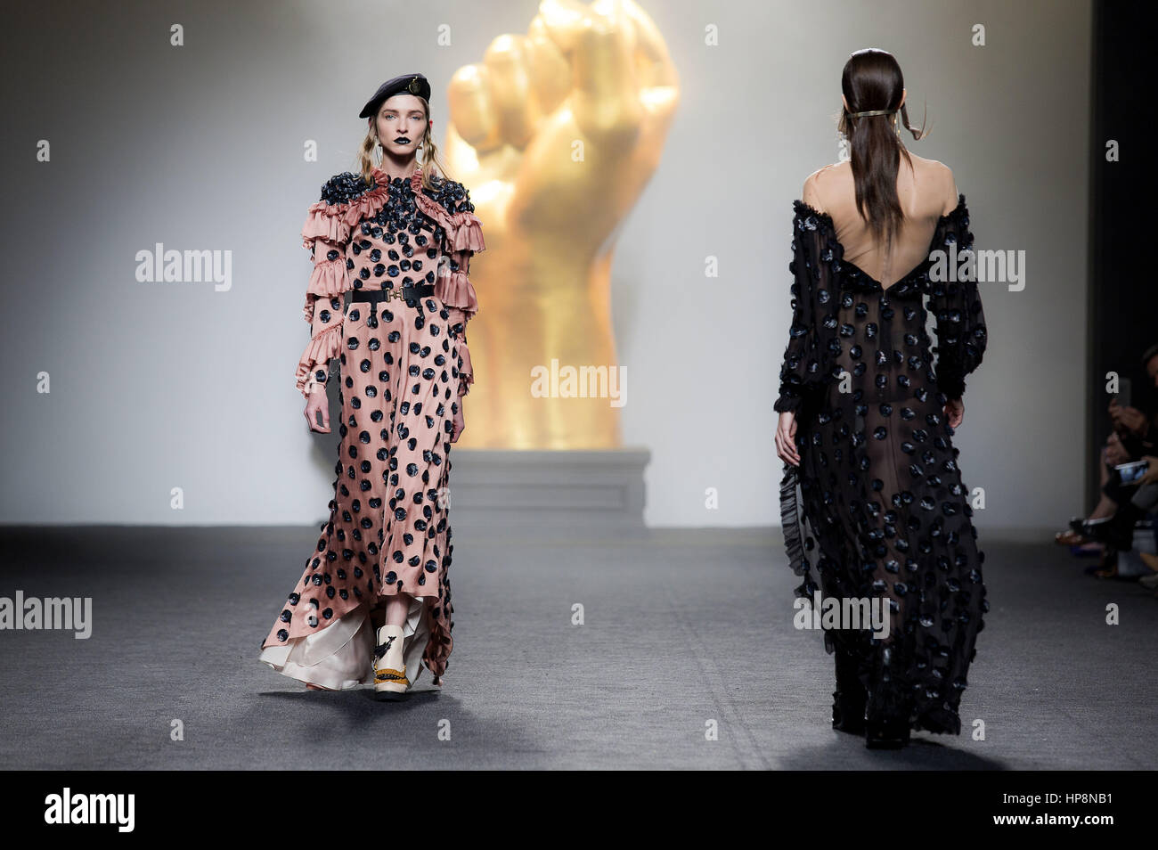 Madrid, Spain. 18th Feb, 2017. Models at the Ana Locking Fashion Show ...