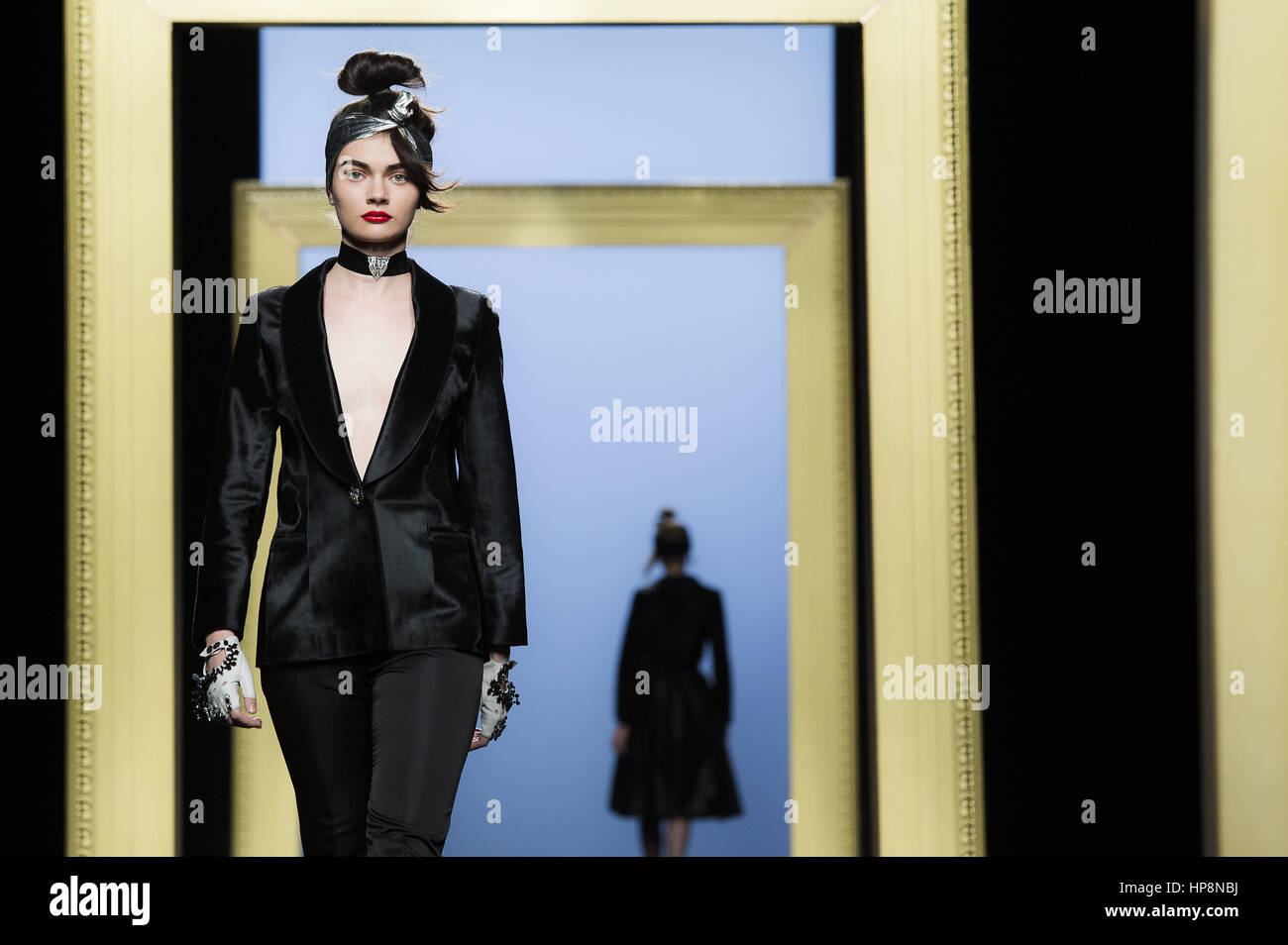 Madrid, Spain. 18th Feb, 2017. Model at the Miguel Marinero Fashion ...