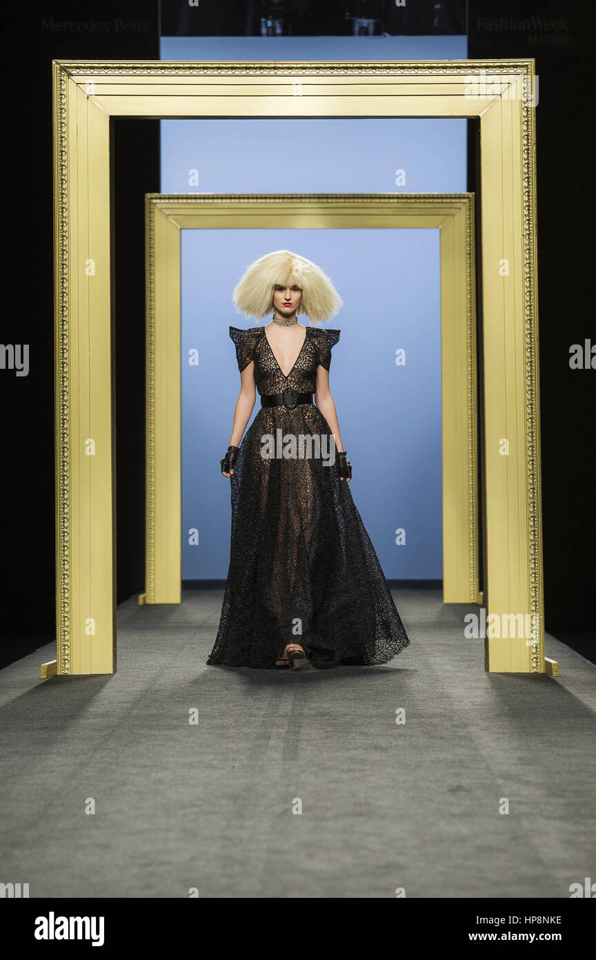 Madrid, Spain. 18th Feb, 2017. Model at the Miguel Marinero Fashion ...
