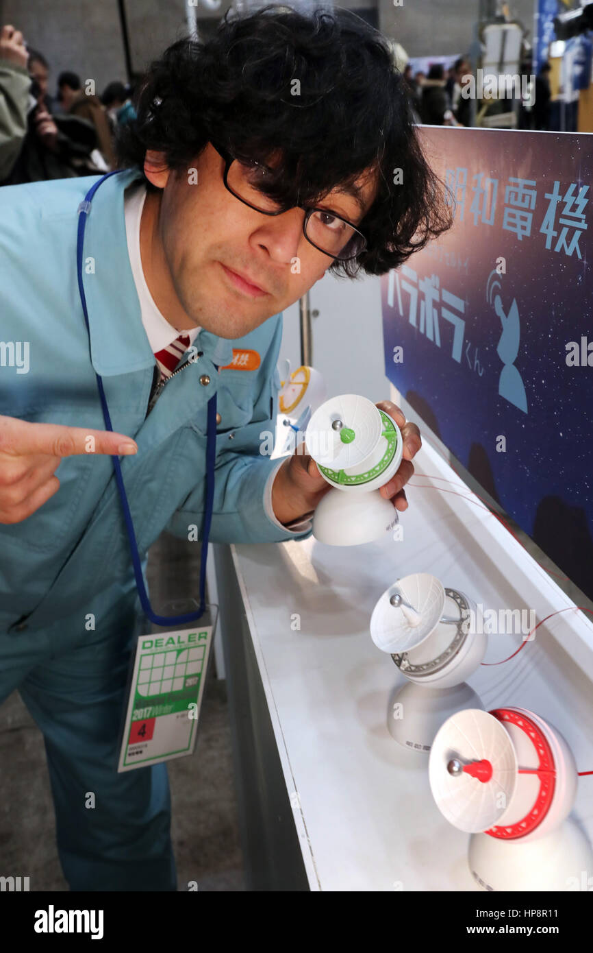 Chiba, Japan. 19th Feb, 2017. A member of Japan's art unit Maywa Denki ...