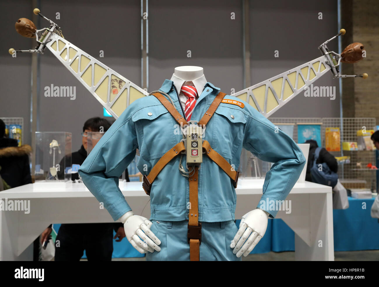 Chiba, Japan. 19th Feb, 2017. Japan's art unit Maywa Denkii displays ...