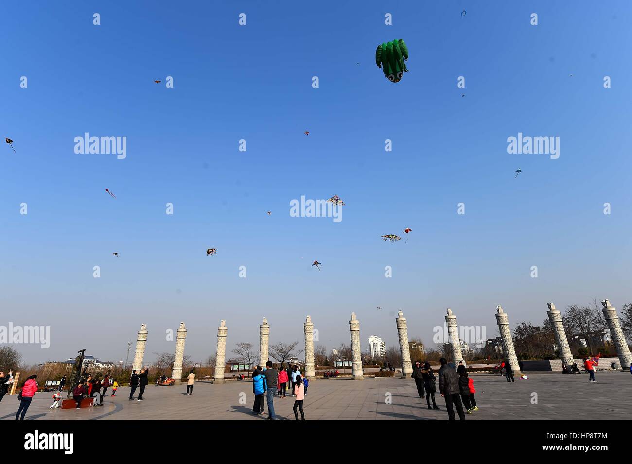 Weifang, China. 19th Feb, 2017. People fly kites in Weifang, Shandong ...