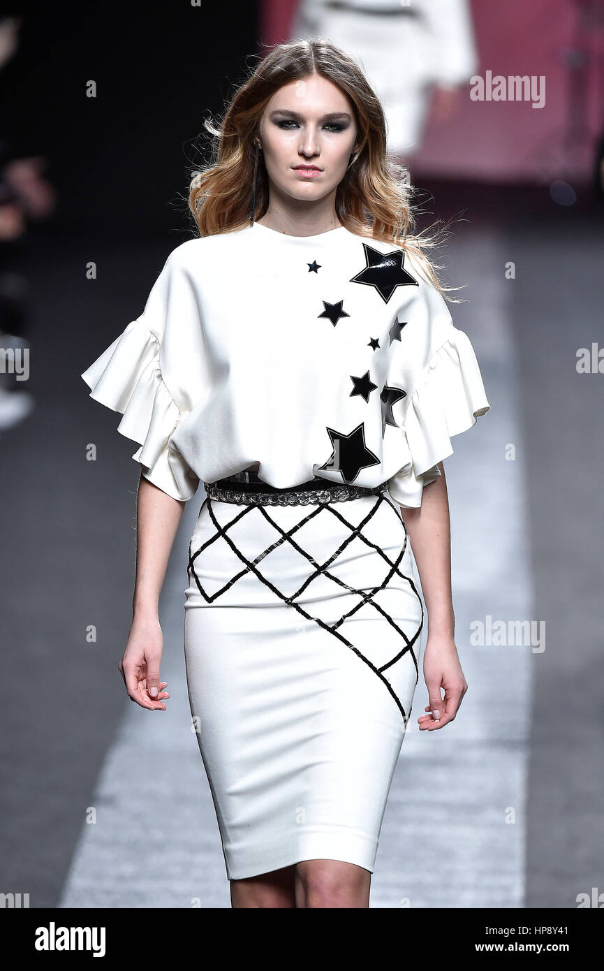 A model wears at collection runway a creation from Juana Martin during ...