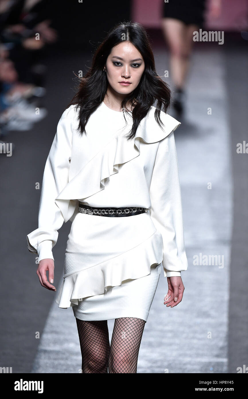 A model wears at collection runway a creation from Juana Martin during ...