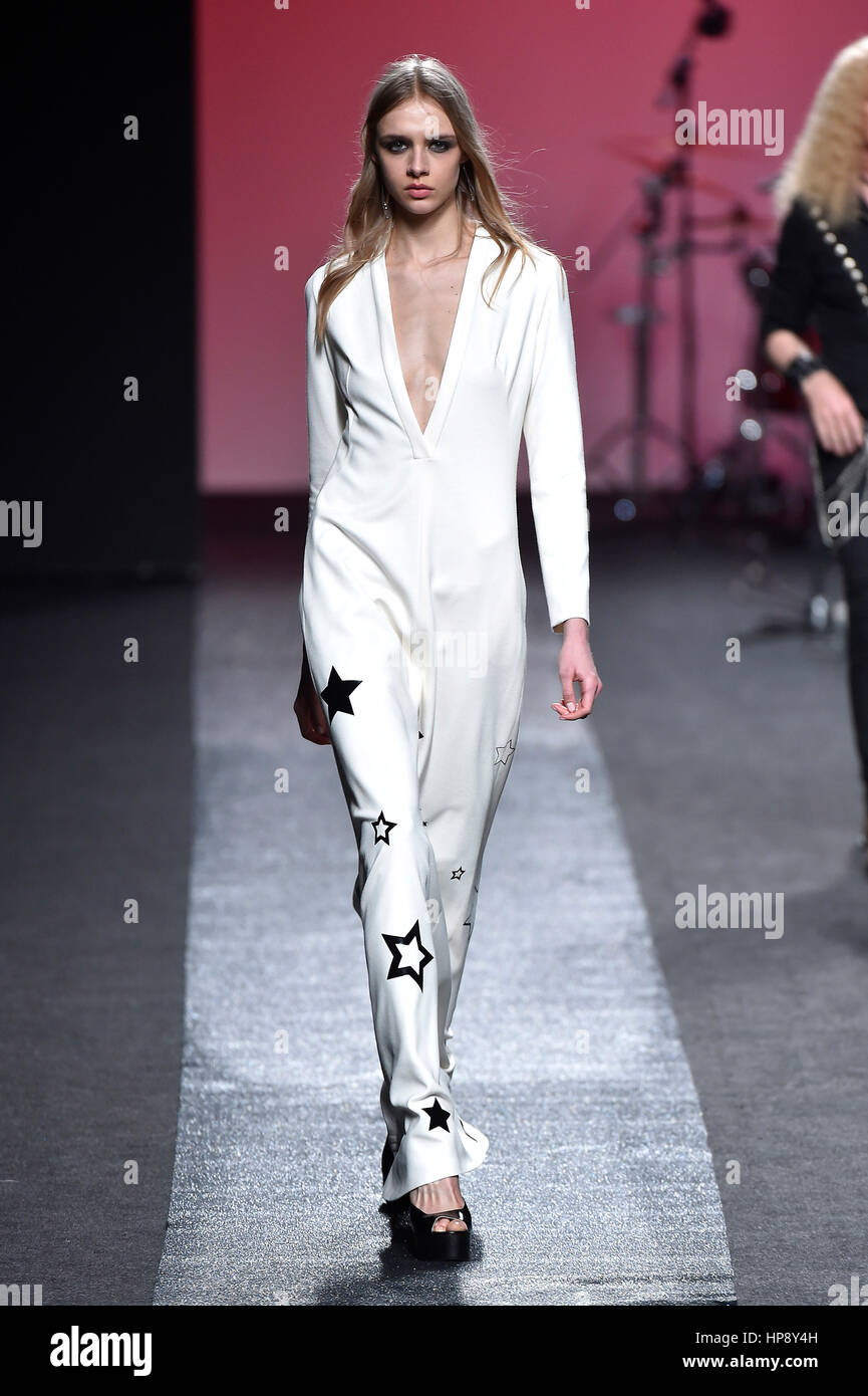 A model wears at collection runway a creation from Juana Martin during ...