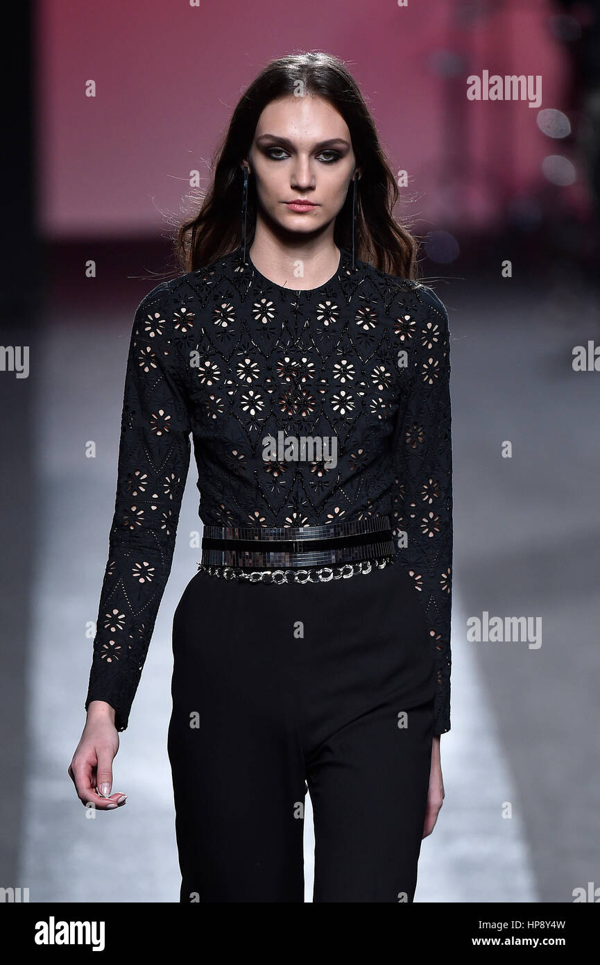 A model wears at collection runway a creation from Juana Martin during ...