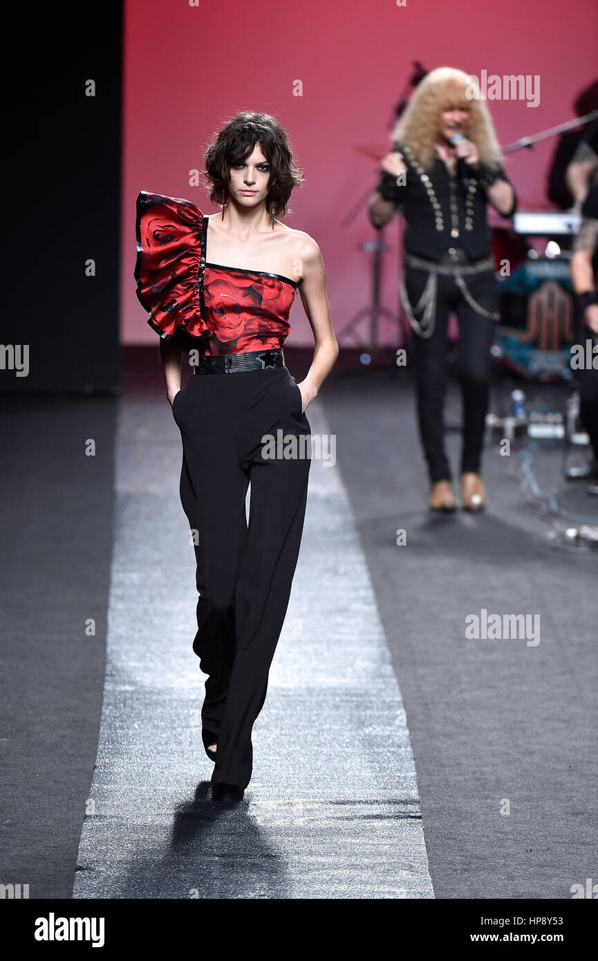 A model wears at collection runway a creation from Juana Martin during ...