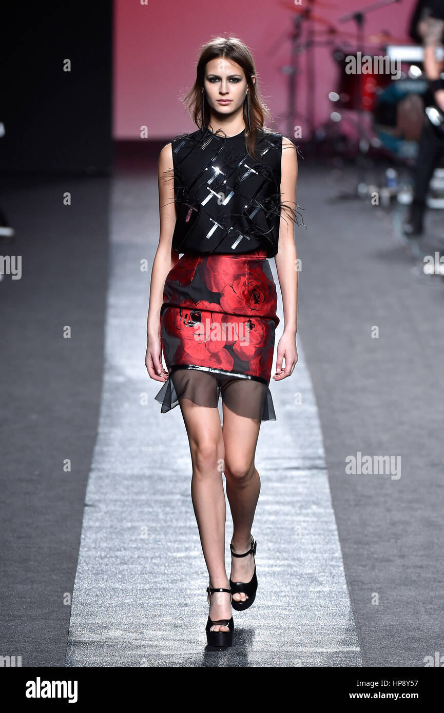 A model wears at collection runway a creation from Juana Martin during ...