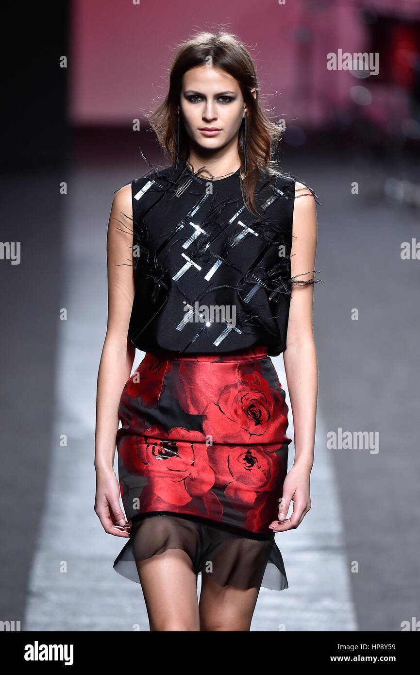 A model wears at collection runway a creation from Juana Martin during ...