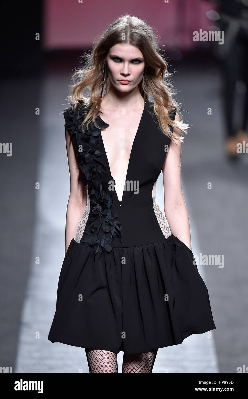 A model wears at collection runway a creation from Juana Martin during ...