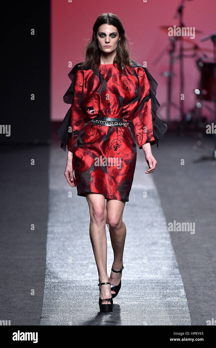 A model wears at collection runway a creation from Juana Martin during ...