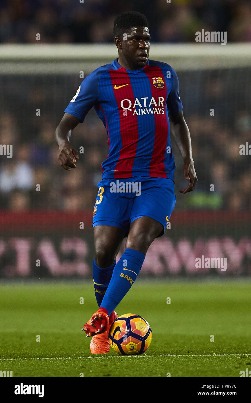 Barcelona, Spain. 19th Feb, 2017. Samuel Umtiti (FC Barcelona), during ...
