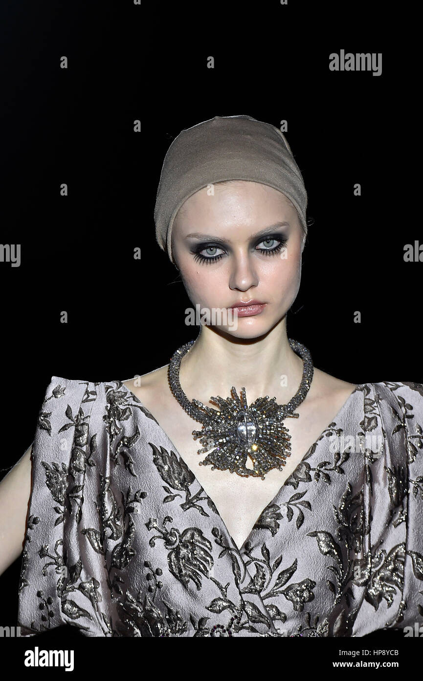 A model wears at collection runway a creation from Malne during ...