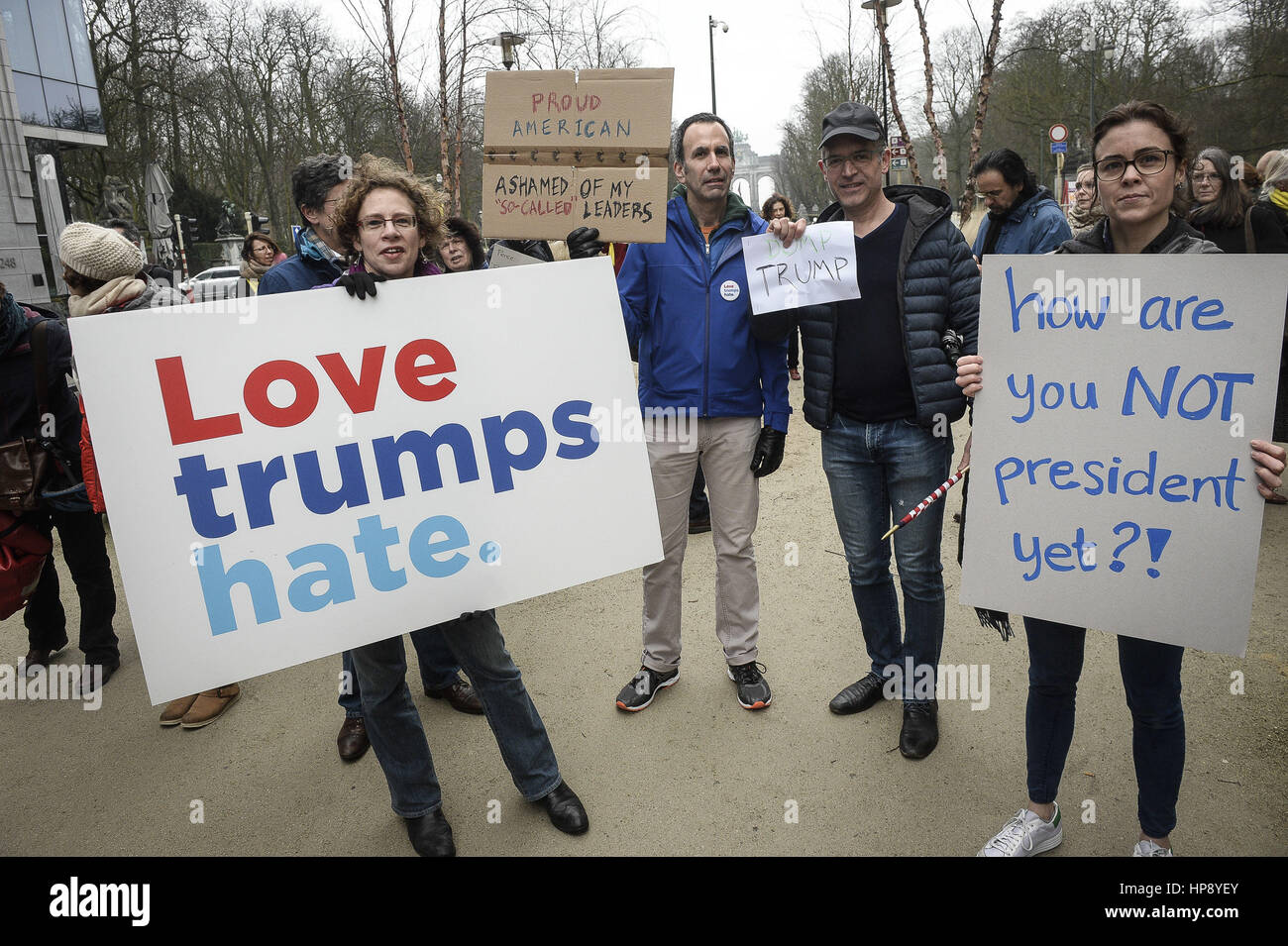 Brussels, Belgium. 20th Feb, 2017. Protest against visit of US vice ...