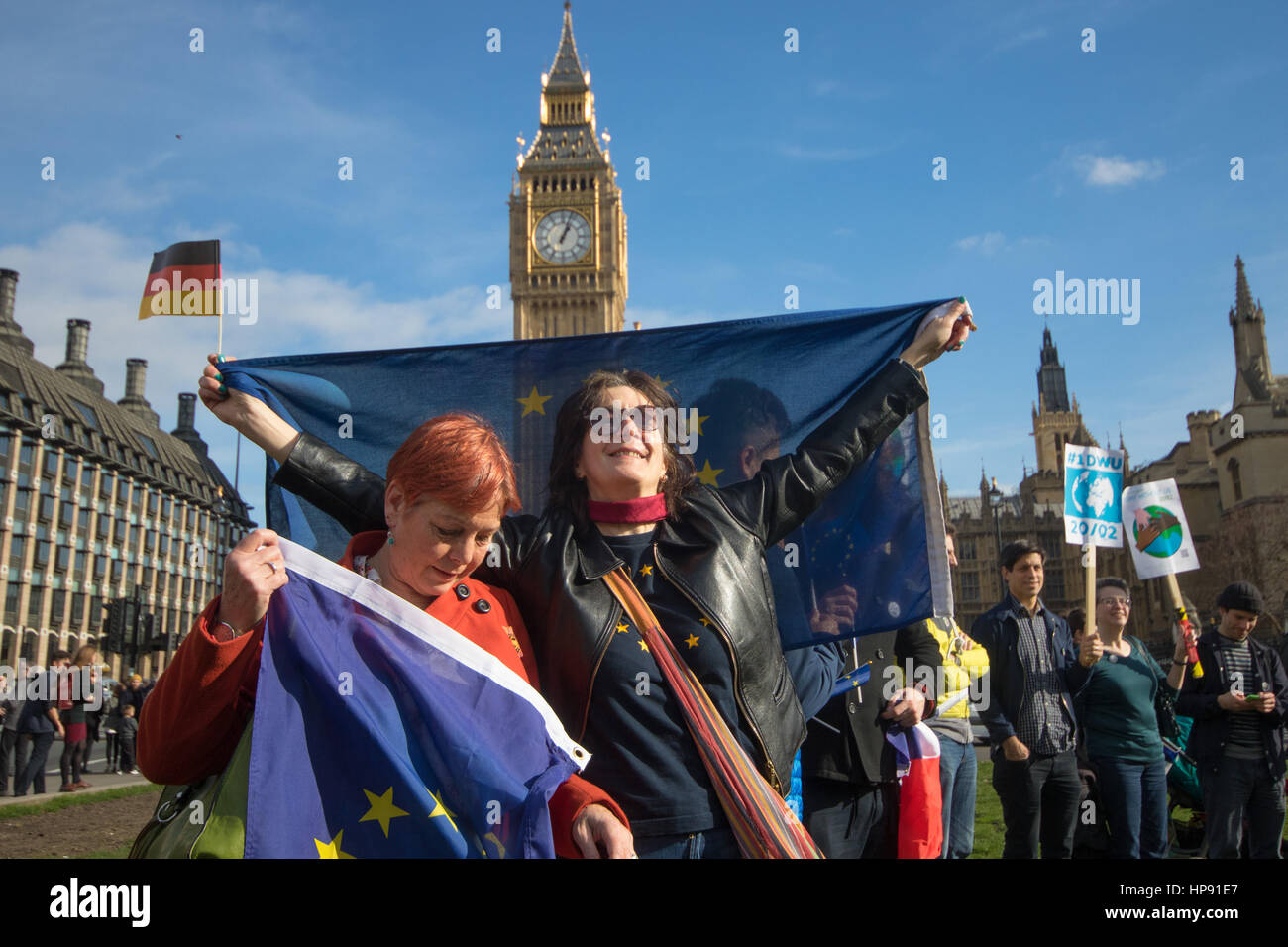 Parliament Square, London, February 20th 2017. A 'Flag Mob' protest by ...