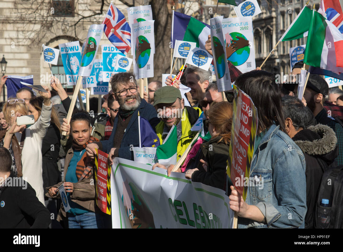 Parliament Square, London, February 20th 2017. A 'Flag Mob' protest by ...