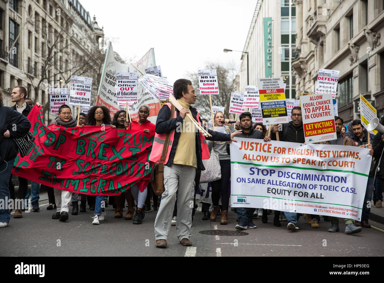 London, UK. 20th Feb, 2017. Students join anti-racist campaigners from ...