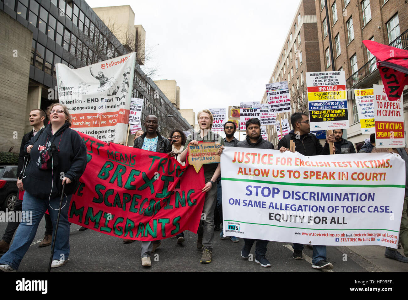 London, UK. 20th Feb, 2017. Students join anti-racist campaigners from ...
