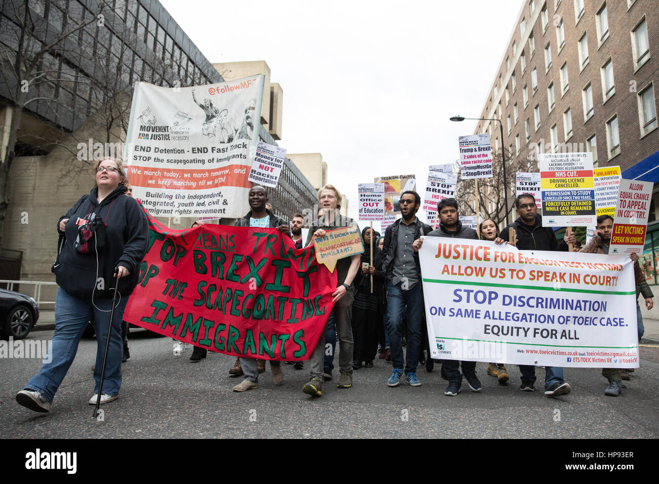 London, UK. 20th Feb, 2017. Students join anti-racist campaigners from ...