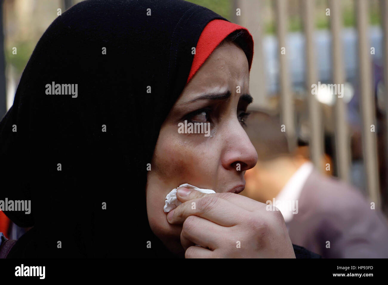 Cairo, Egypt. 20th Feb, 2017. Egyptian family members of victims of the ...