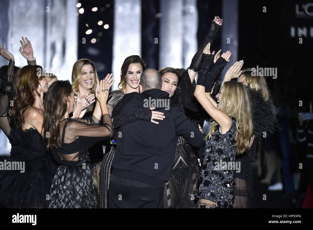 Madrid, Spain. 20th February, 2017. Designer Juan Duyos and models ...