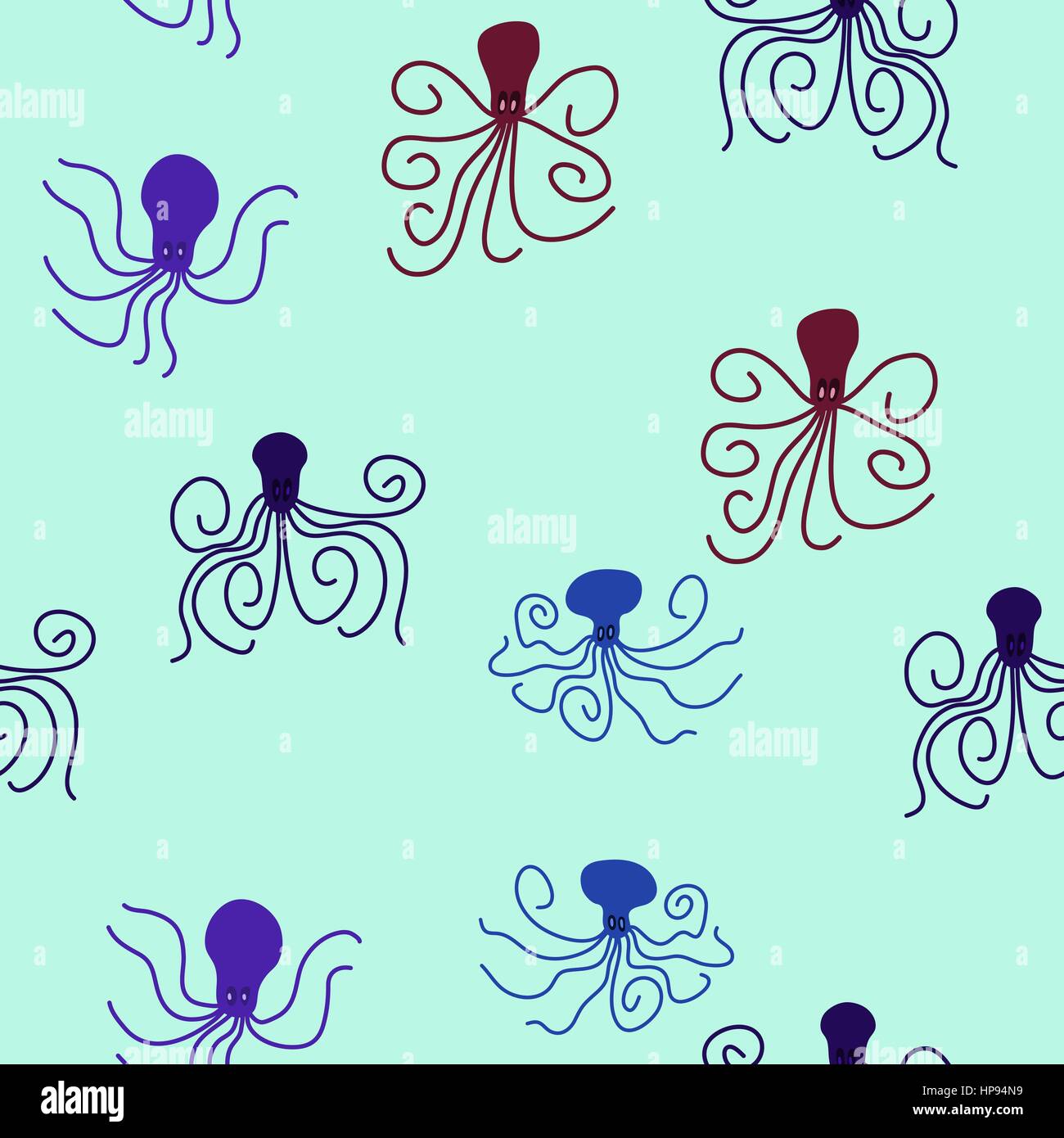 abstract vector underwater seamless background with octopuses Stock ...