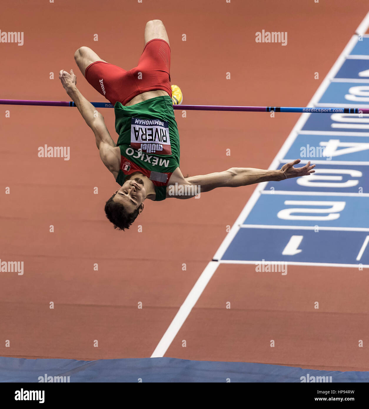 Edgar Rivera on his way to a third place in the Mens High jump Final at ...