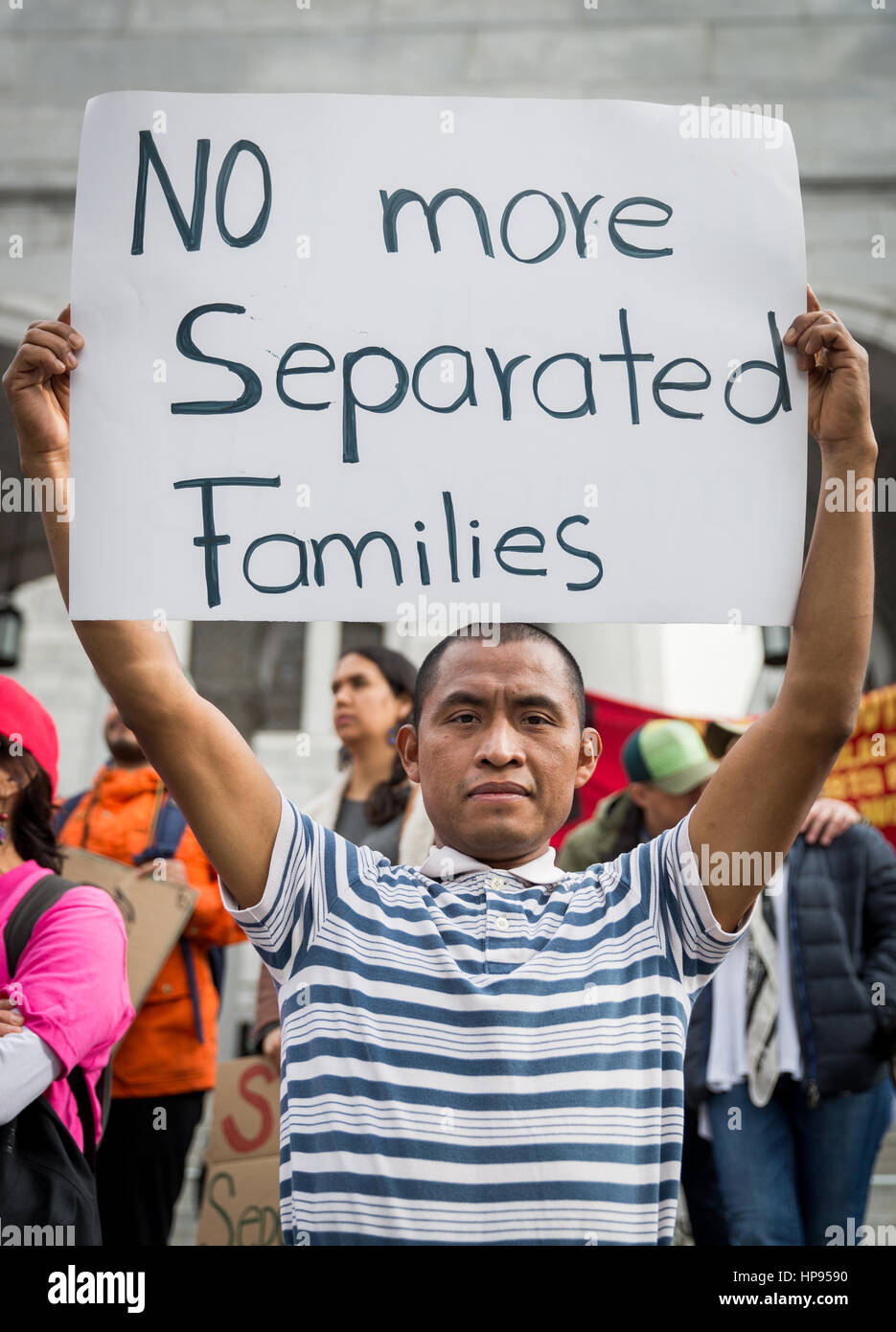 Immigrant rights protest at City Hall, Los Angeles, California Stock ...