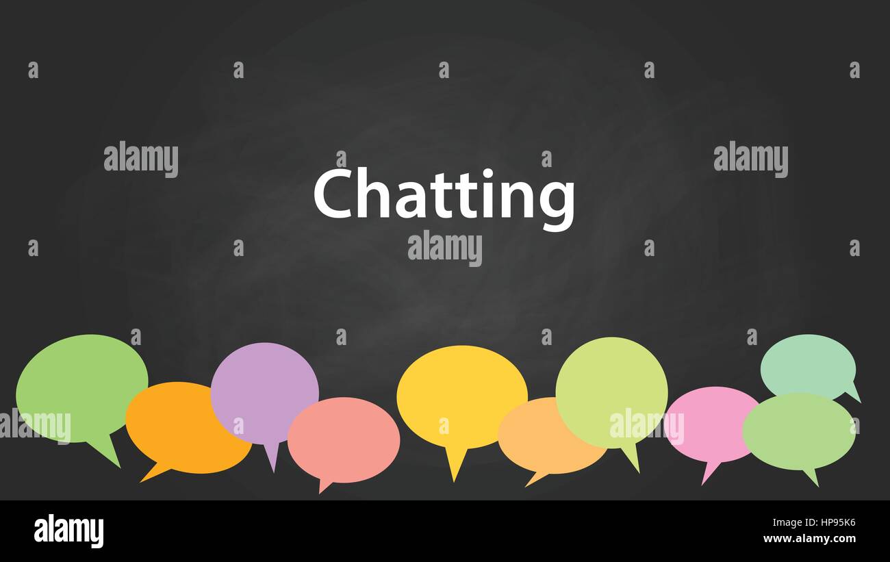 chatting concept illustration white text with colourful callouts and ...