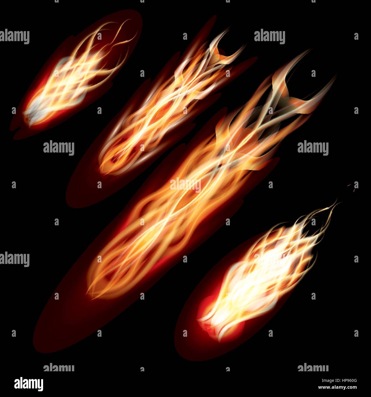 Different Meteors and Comets. Vector Illustration Stock Vector Image ...