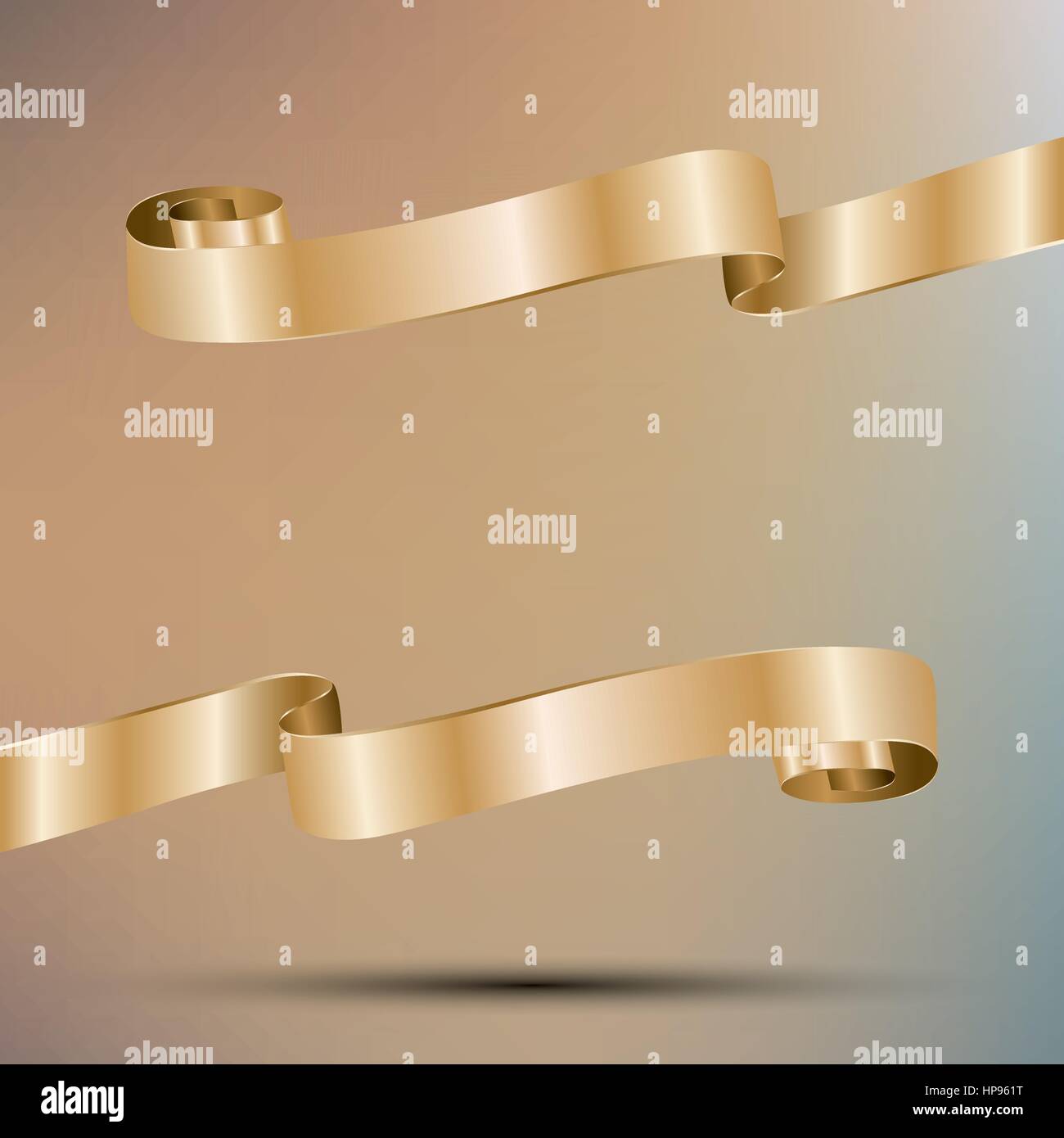 Two Golden Ribbon with Copy Space. Vector Illustration Stock Vector ...