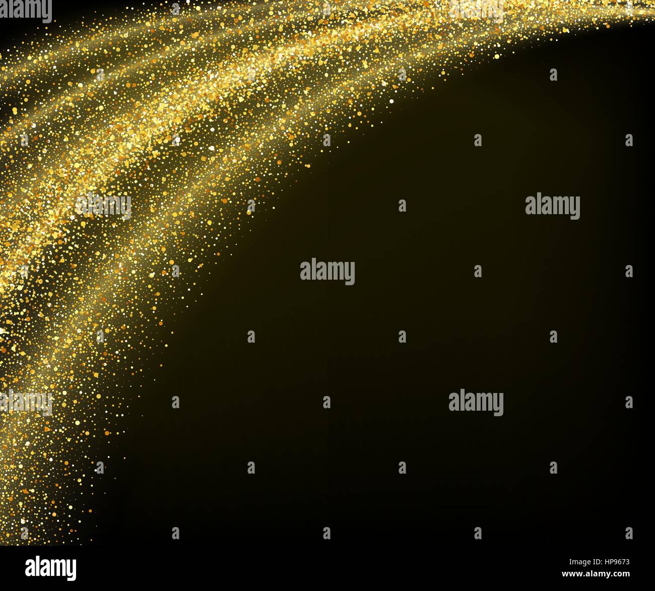 Vector gold dust glitter star wave fireworks abstract black background, design template Stock ...
