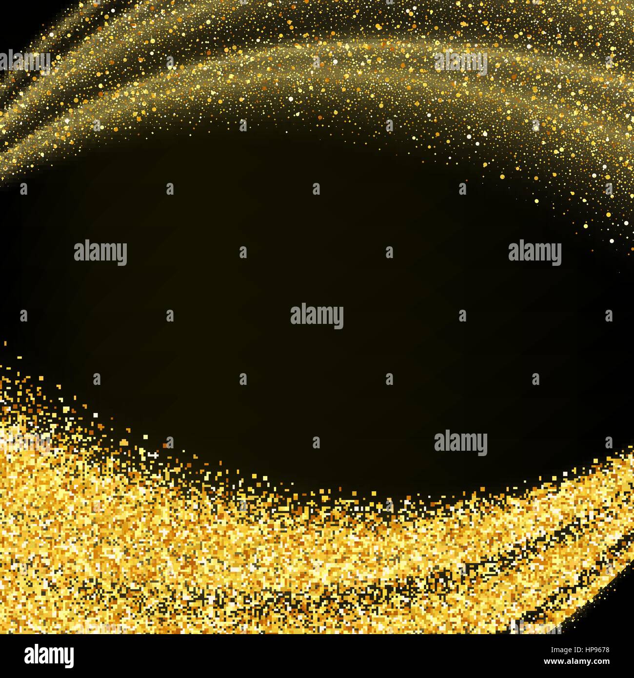 Vector gold dust glitter star wave fireworks abstract black background, design template Stock ...