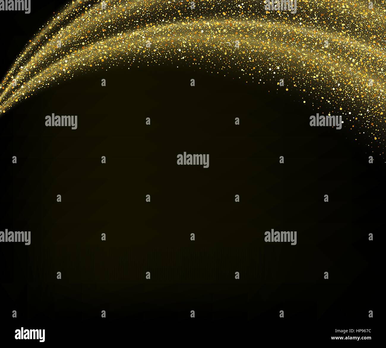 Vector gold dust glitter star wave fireworks abstract black background, design template Stock ...