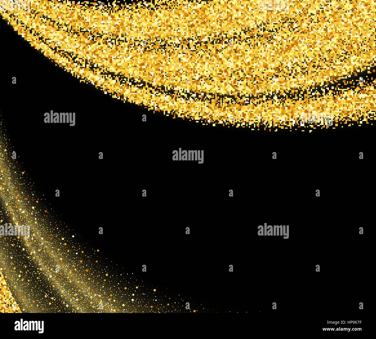 Vector gold dust glitter star wave fireworks abstract black background, design template Stock ...