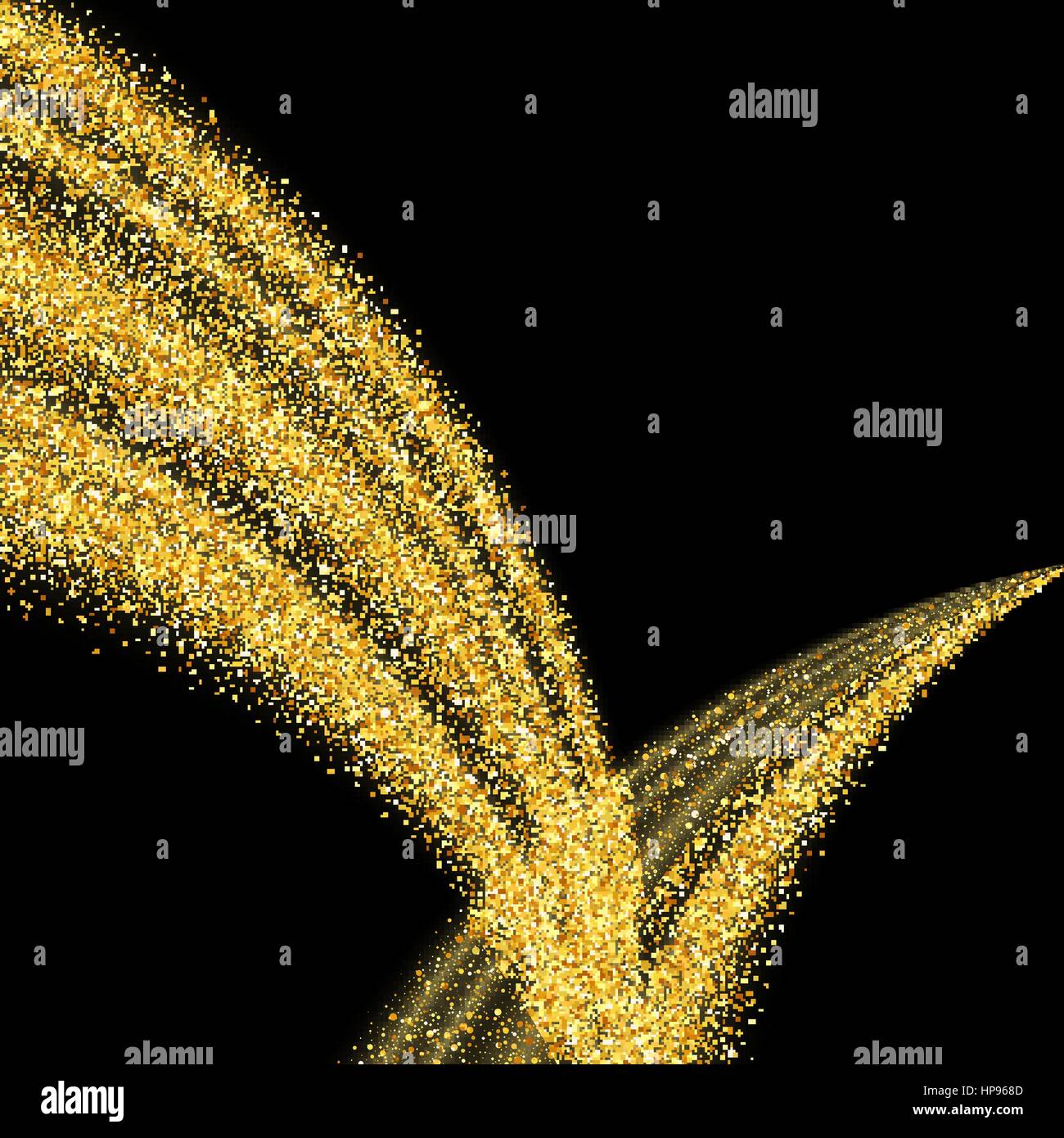 Vector gold glitter wave abstract background, golden sparkles on black background, vip design ...