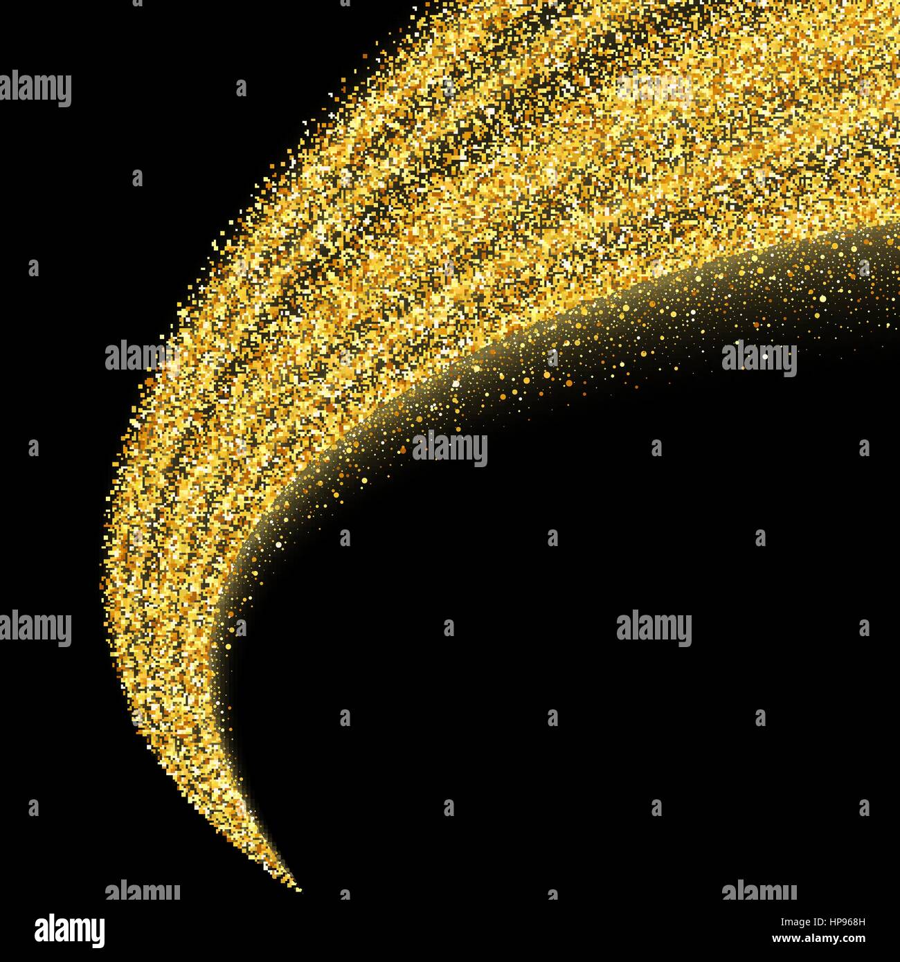 Vector gold glitter wave abstract background, golden sparkles on black background, vip design ...