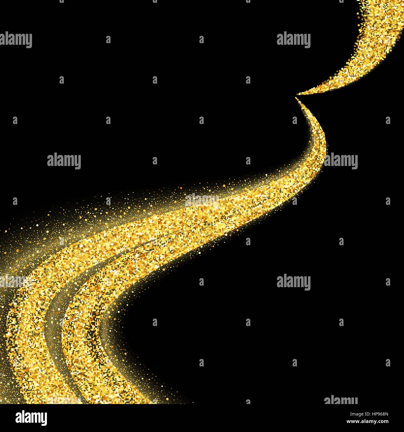 Vector gold glitter wave abstract background, golden sparkles on black ...
