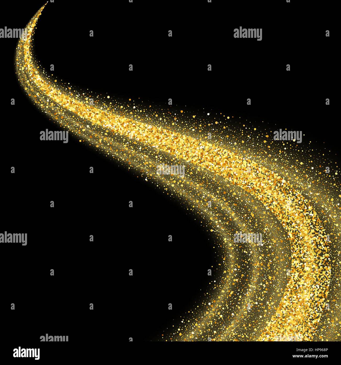 Vector gold glitter wave abstract background, golden sparkles on black background, vip design ...