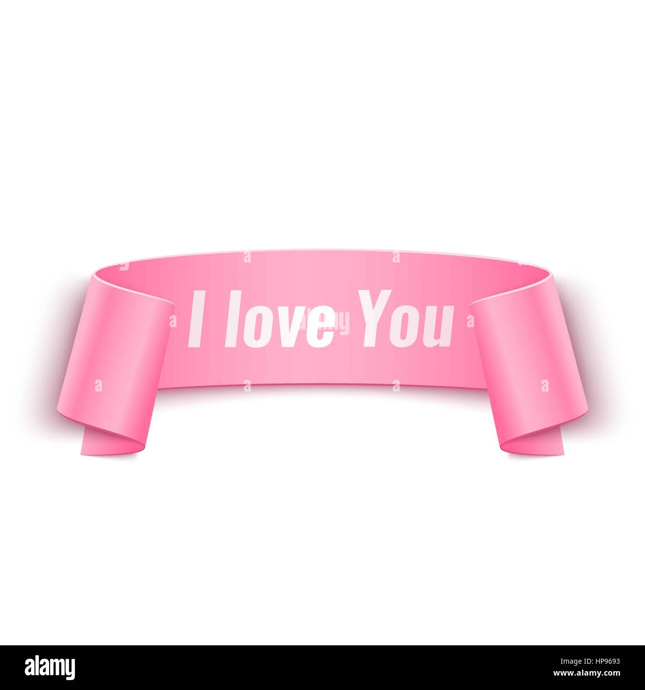 Vector 3d Pink Curved Paper Banner with I Love You Text Stock Vector ...