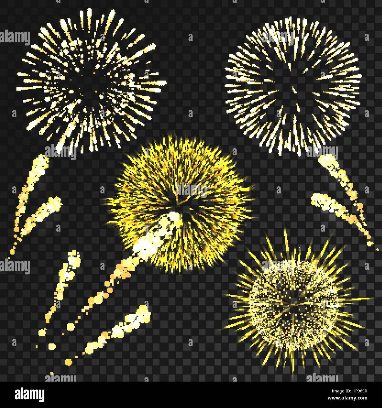 Vector fireworks set in various shapes isolated on black transparent background Stock Vector ...