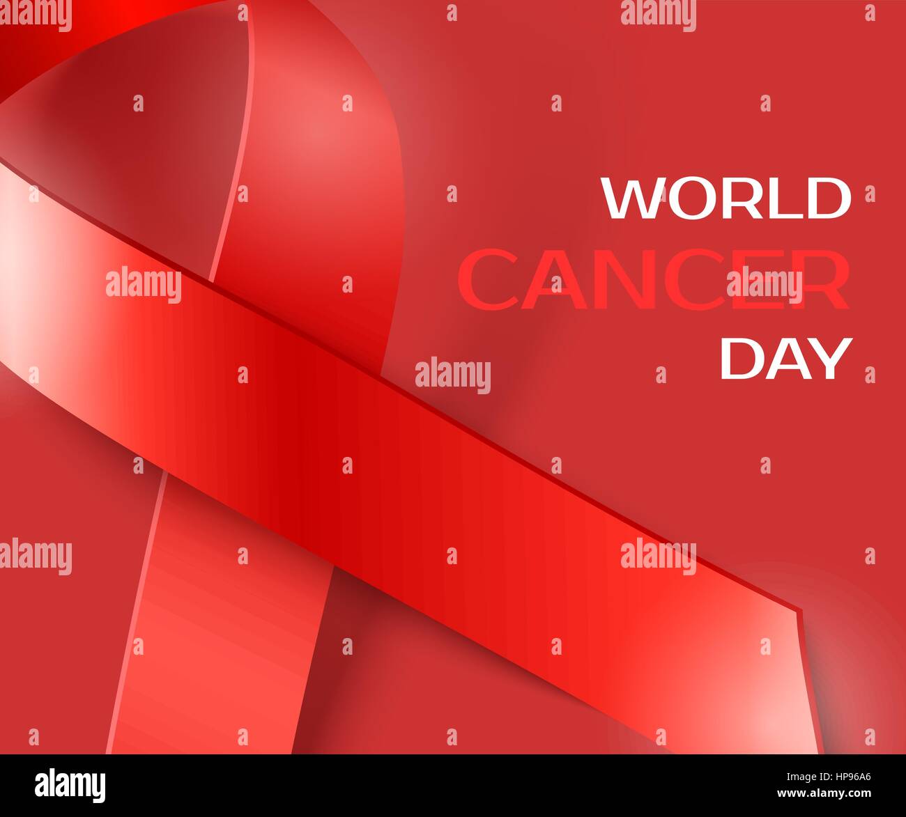 Awareness World Cancer Day concept , red background with ribbon, vector ...