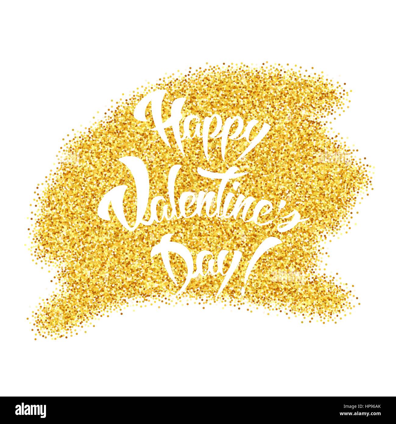 Happy Valentines Day Hand Lettering Gold Glitter Dust Decoration ...