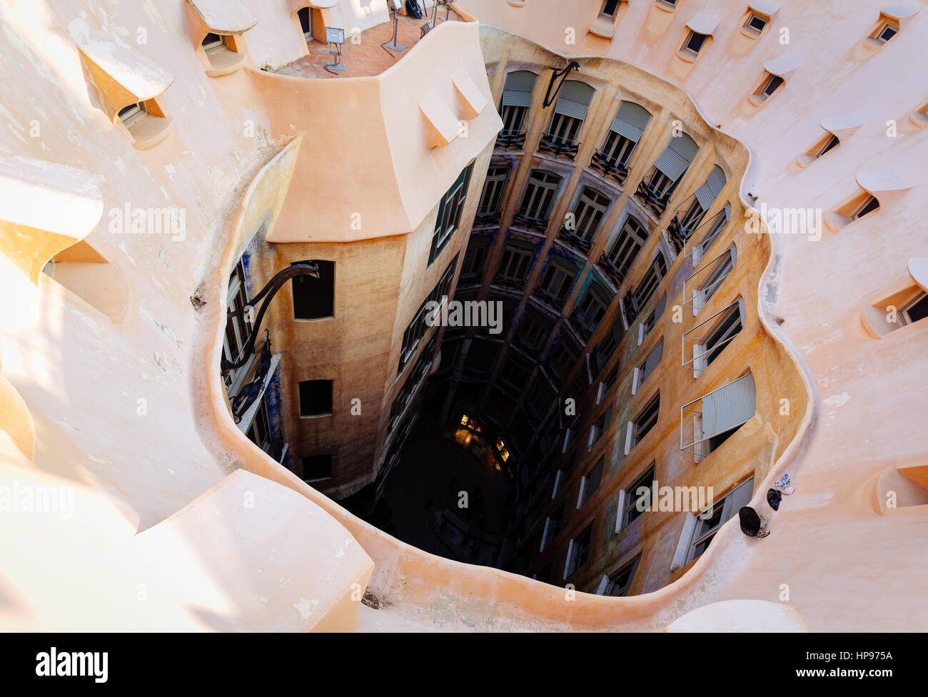 Barcelona, Spain, La Pedrera rooftop, designed by Antonio Gaudi Stock ...