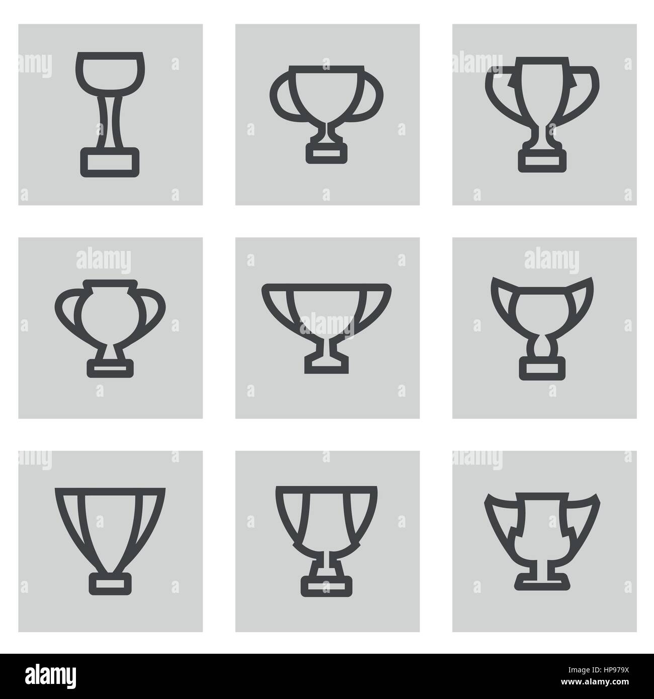 Vector line trophy icons set on grey background Stock Vector Image ...